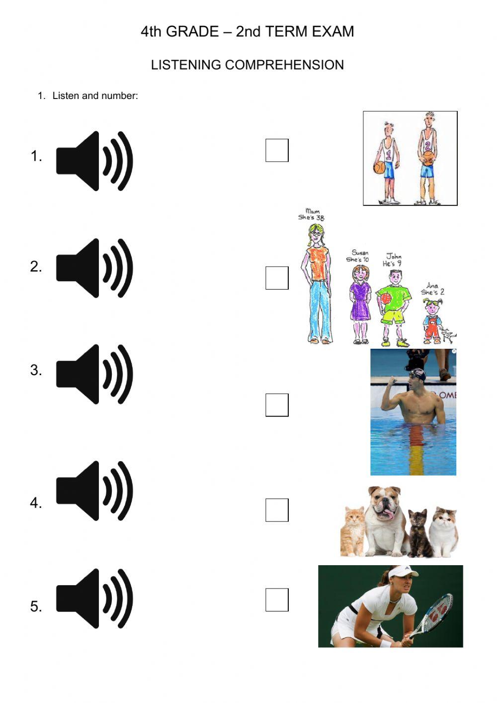 4th grade 2nd term exam - listening comprehension online exercise for | Live Worksheets