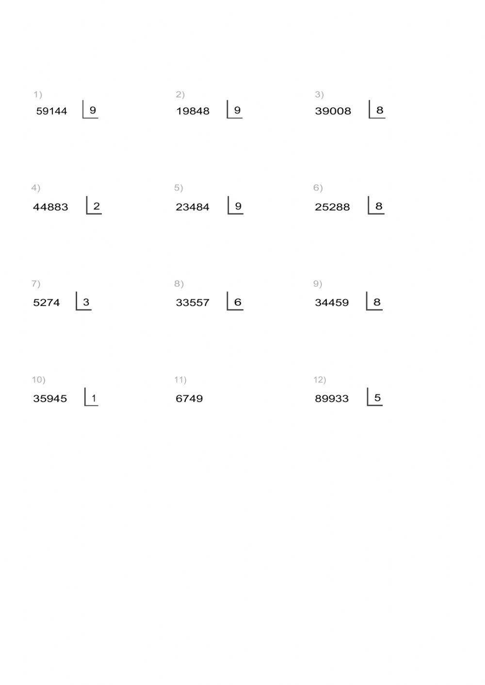 Divisiones por 1 cifra interactive worksheet | Live Worksheets