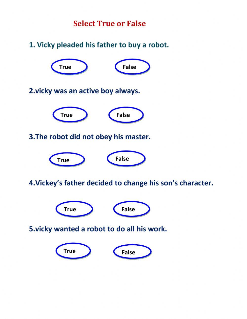 Robot lesson activity | Live Worksheets