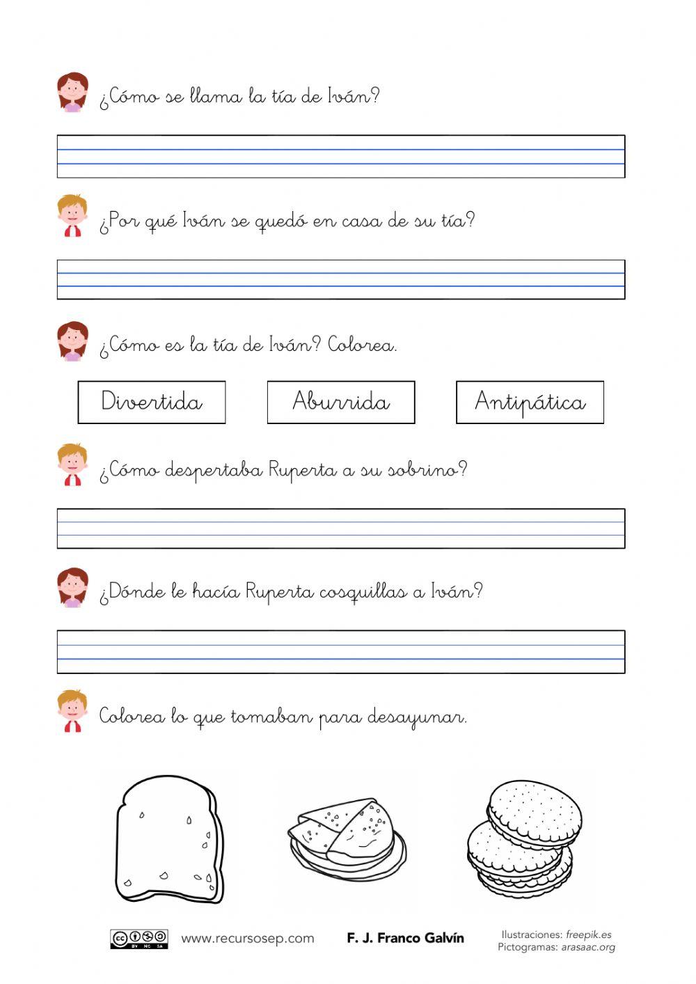 LECTURA: MI TÍA… | Free Interactive Worksheets | 5987245