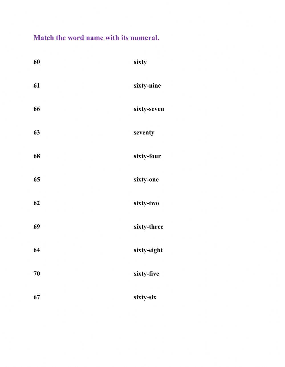 Number Names Online Activity For Grade 1 Live Worksheets Number Names Online Activity For Grade 1 Live Worksheets