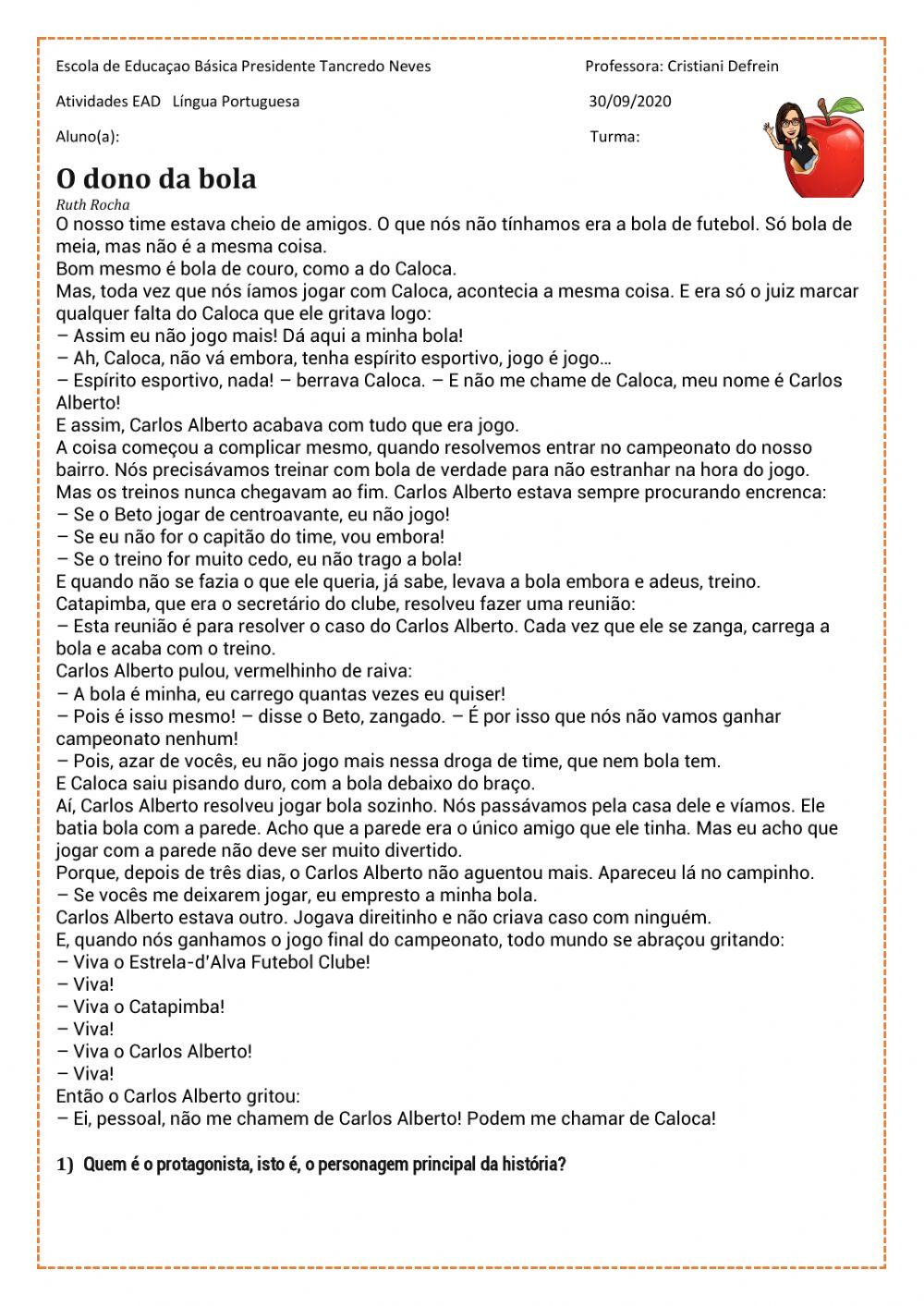 Interpretação textual activity | Live Worksheets