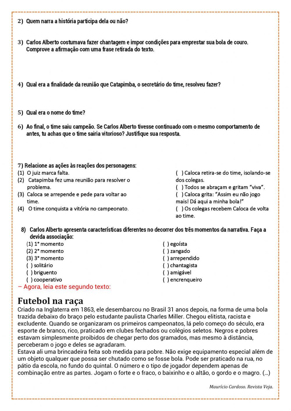 Interpretação textual activity | Live Worksheets