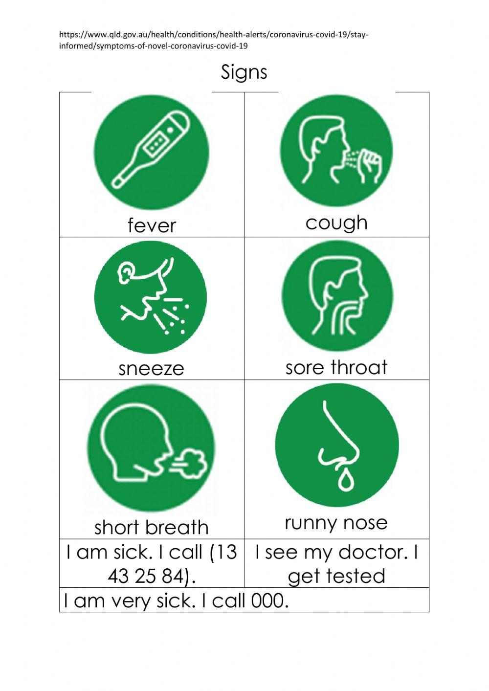 Symptoms worksheet for Initial | Live Worksheets