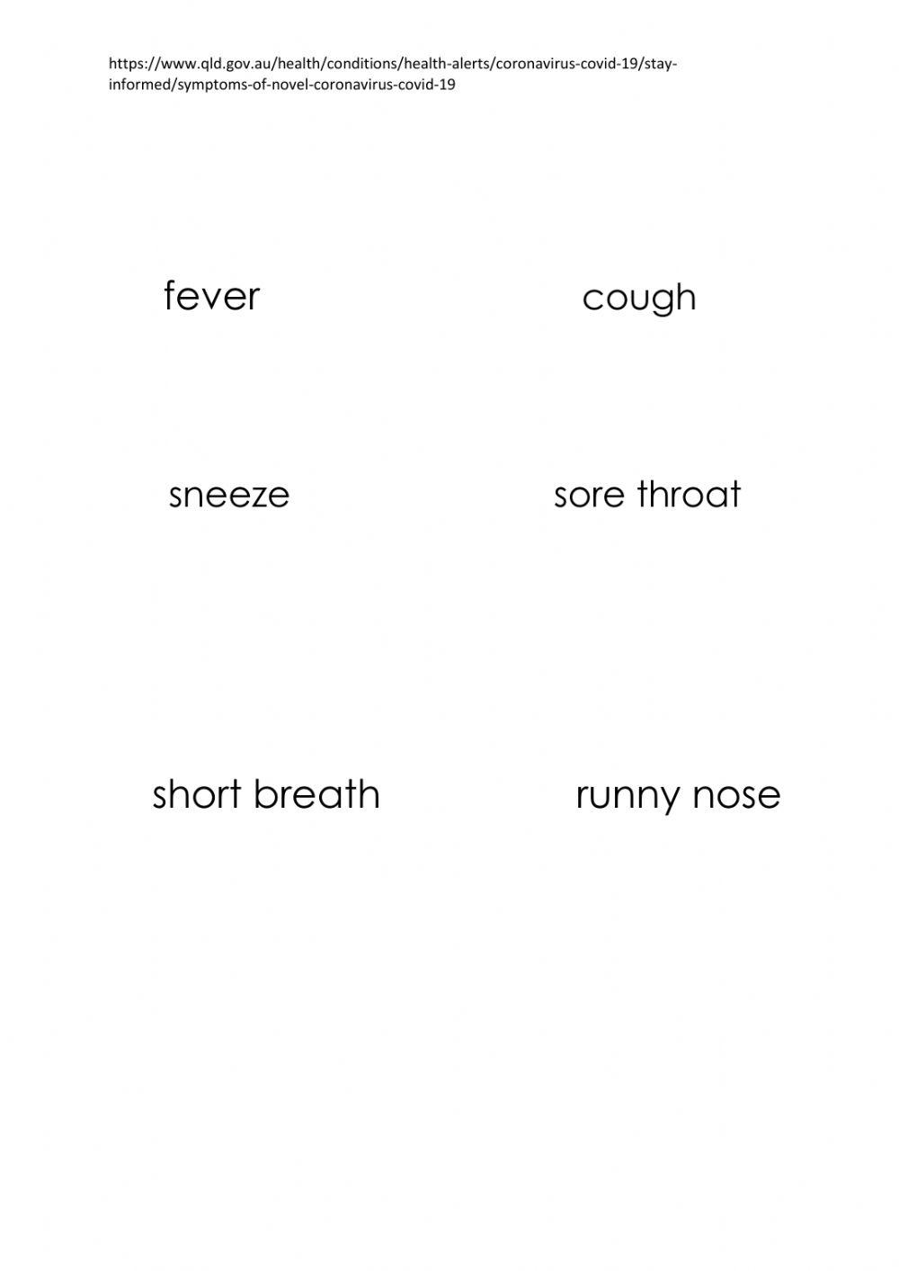 Symptoms worksheet for Initial | Live Worksheets