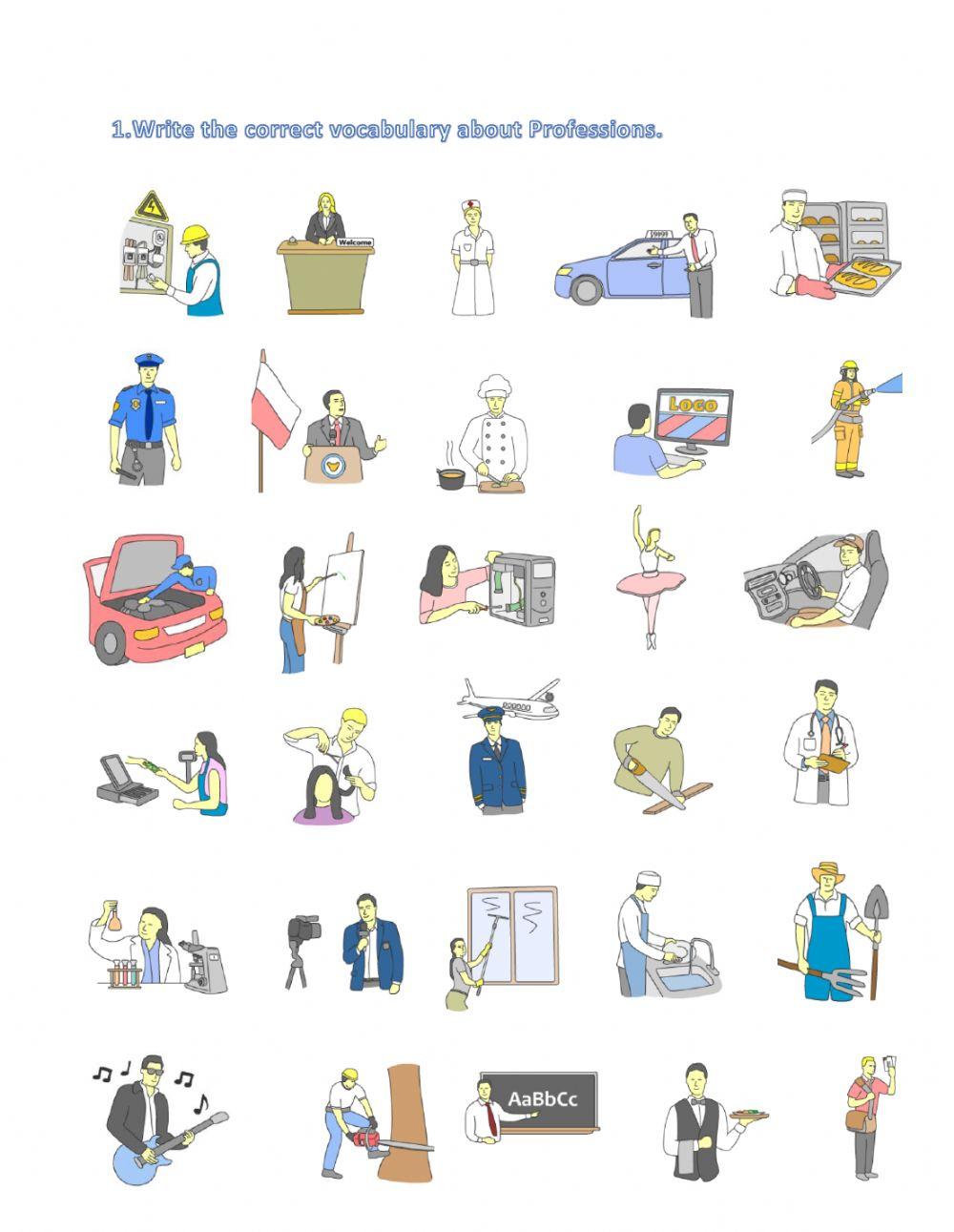 Professions online exercise for 8th | Live Worksheets