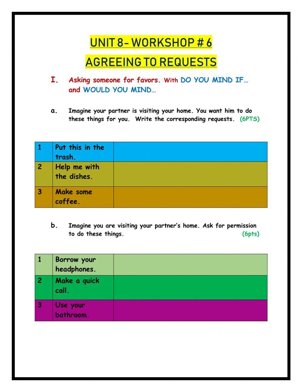 Asking politely interactive worksheet | Live Worksheets