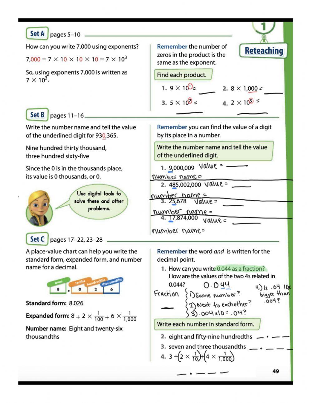Grade 5 Workbook Review PT 1 Topic 1 worksheet | Live Worksheets