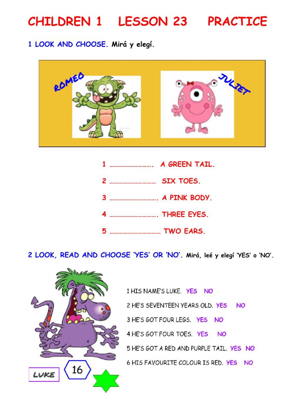 Children 1 Lesson 23 practice worksheet | Live Worksheets