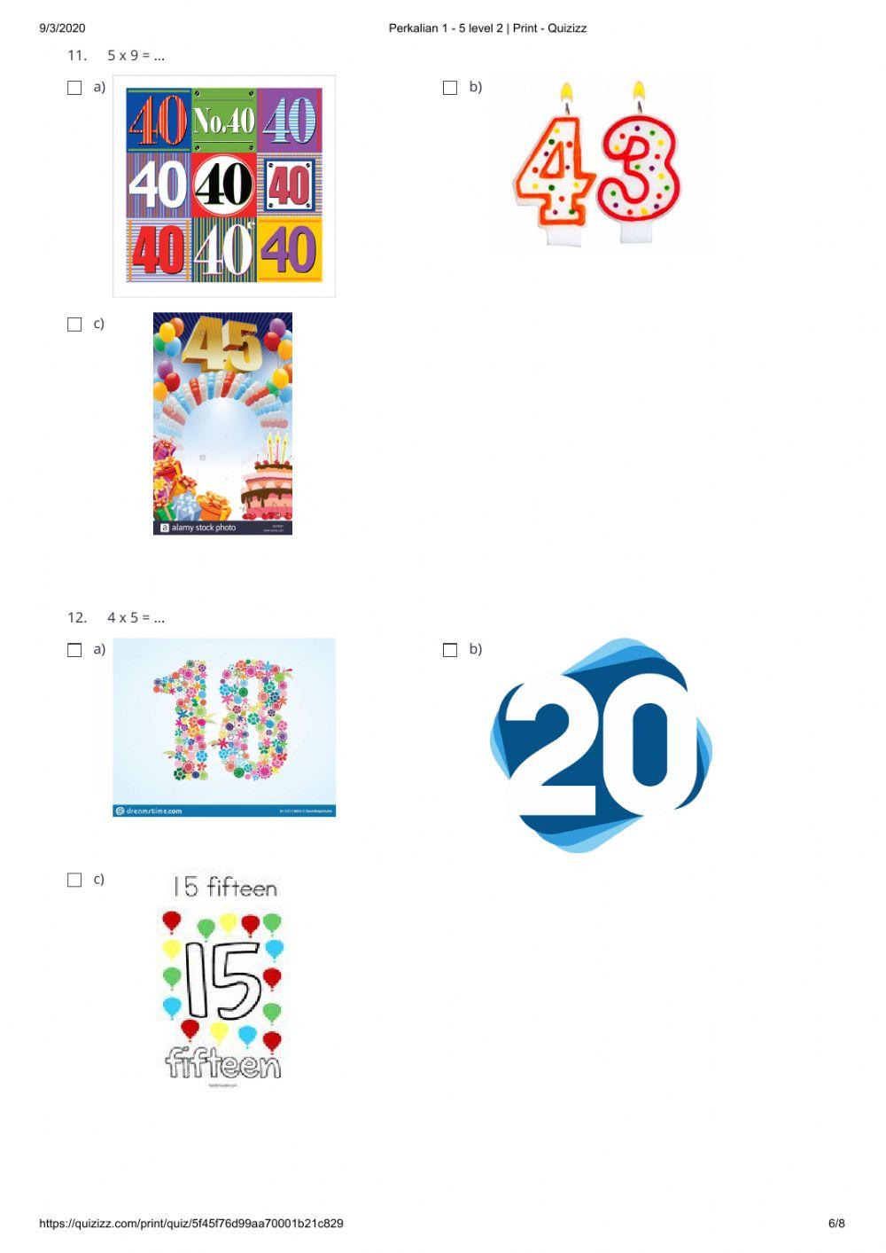 Perkalian 1-5 worksheet | Live Worksheets