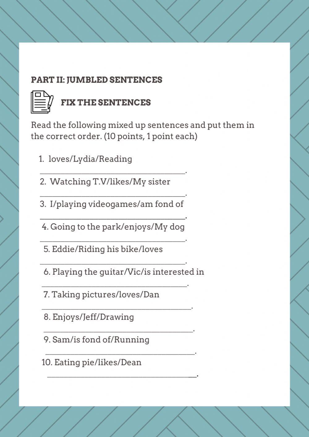 Things we like to do worksheet | Live Worksheets