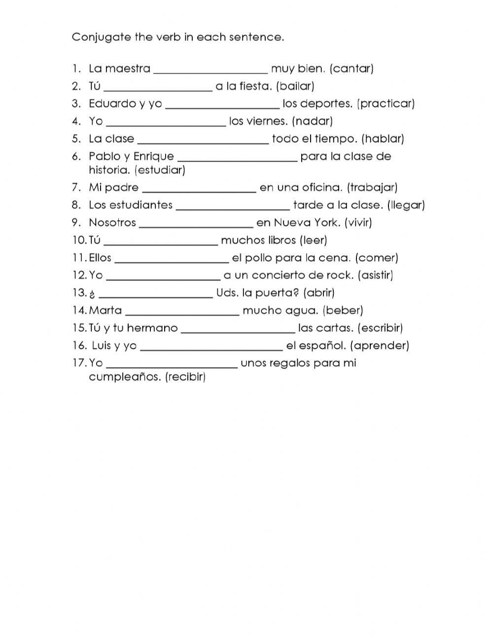 Regular Verbs M… | Free Interactive Worksheets | 349098