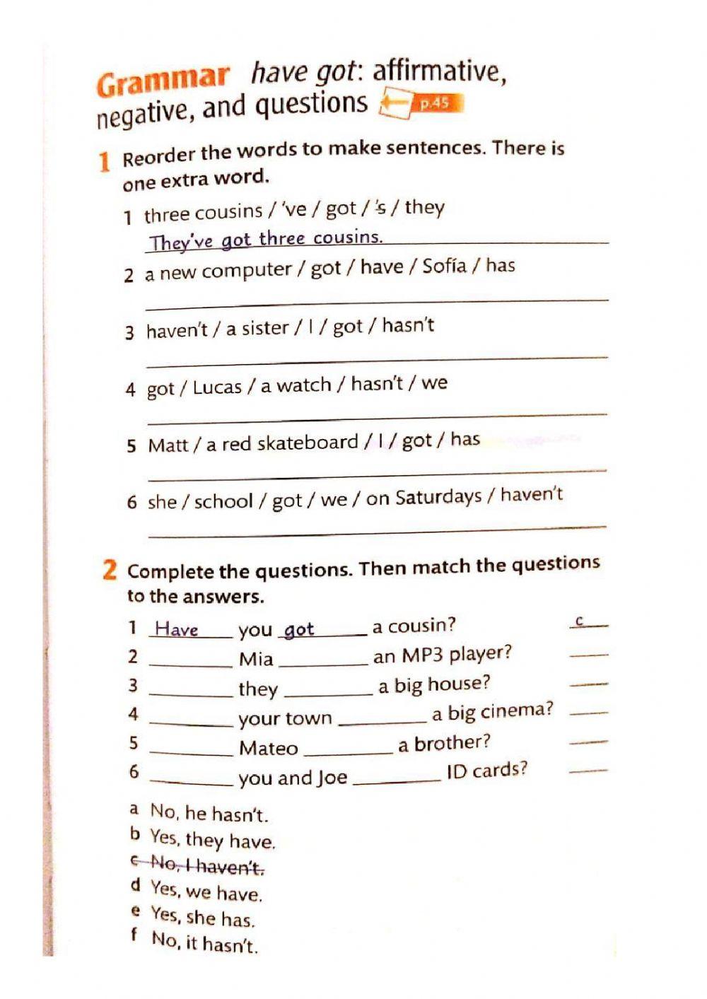 Have got exercise for 1 secundaria | Live Worksheets