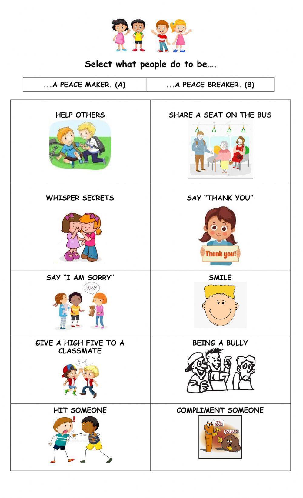 Peace day activ… | Free Interactive Worksheets | 349406