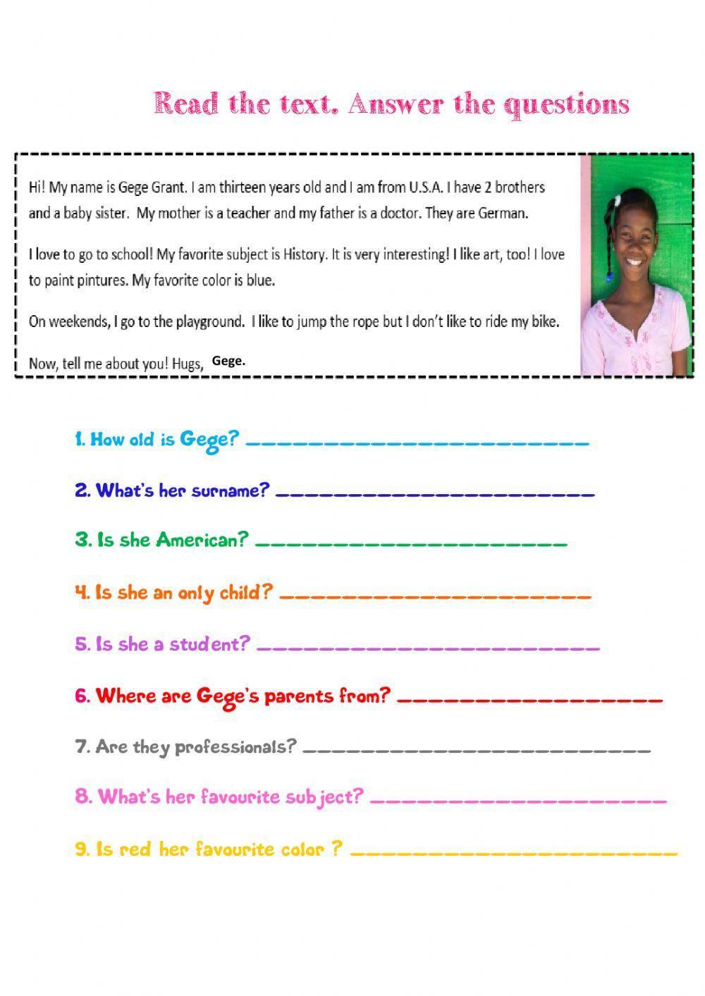 information text comprehension