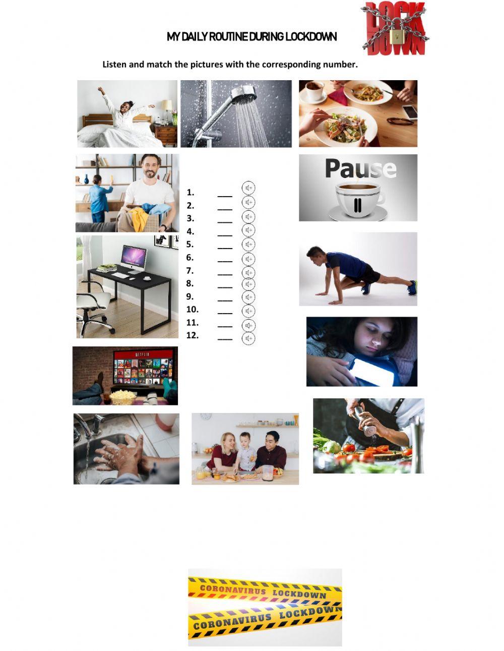 My daily routine during lockdown worksheet | Live Worksheets