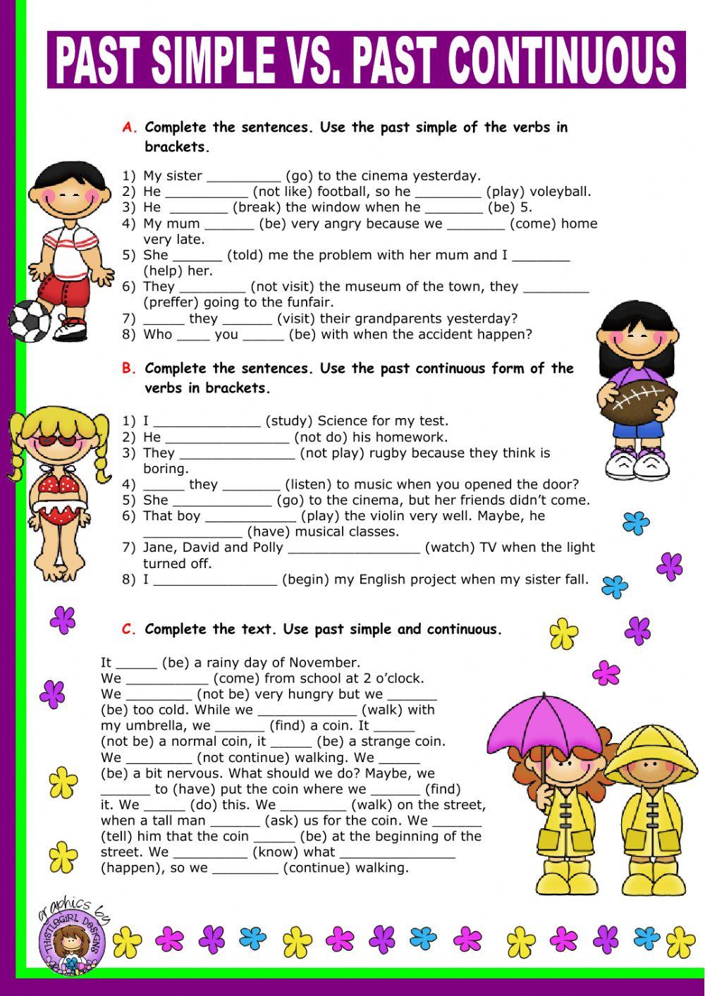 Past Cont and Past Simple online exercise for | Live Worksheets