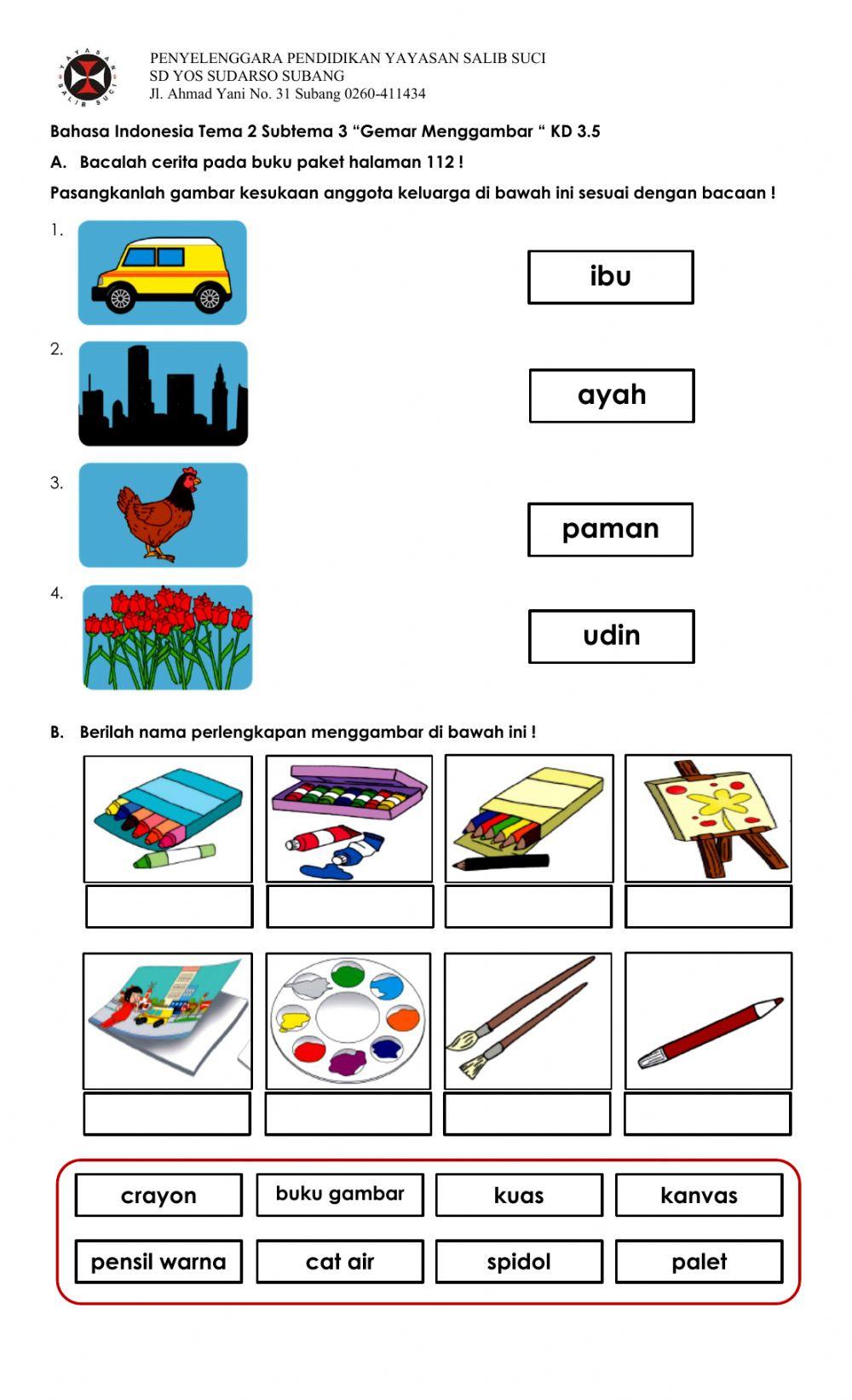 Gemar Menggambar worksheet | Live Worksheets