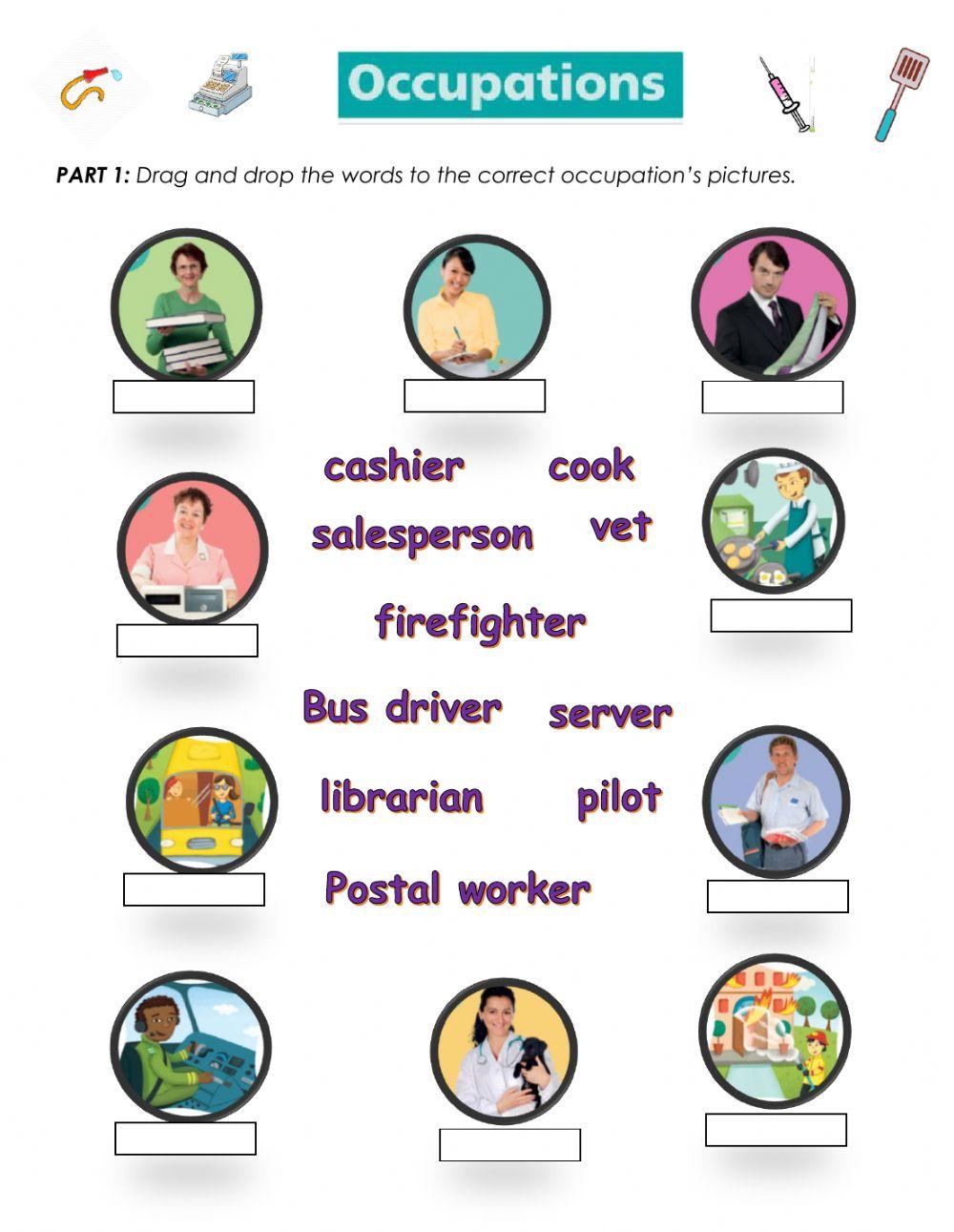 Occupations | Free Interactive Worksheets | 351438