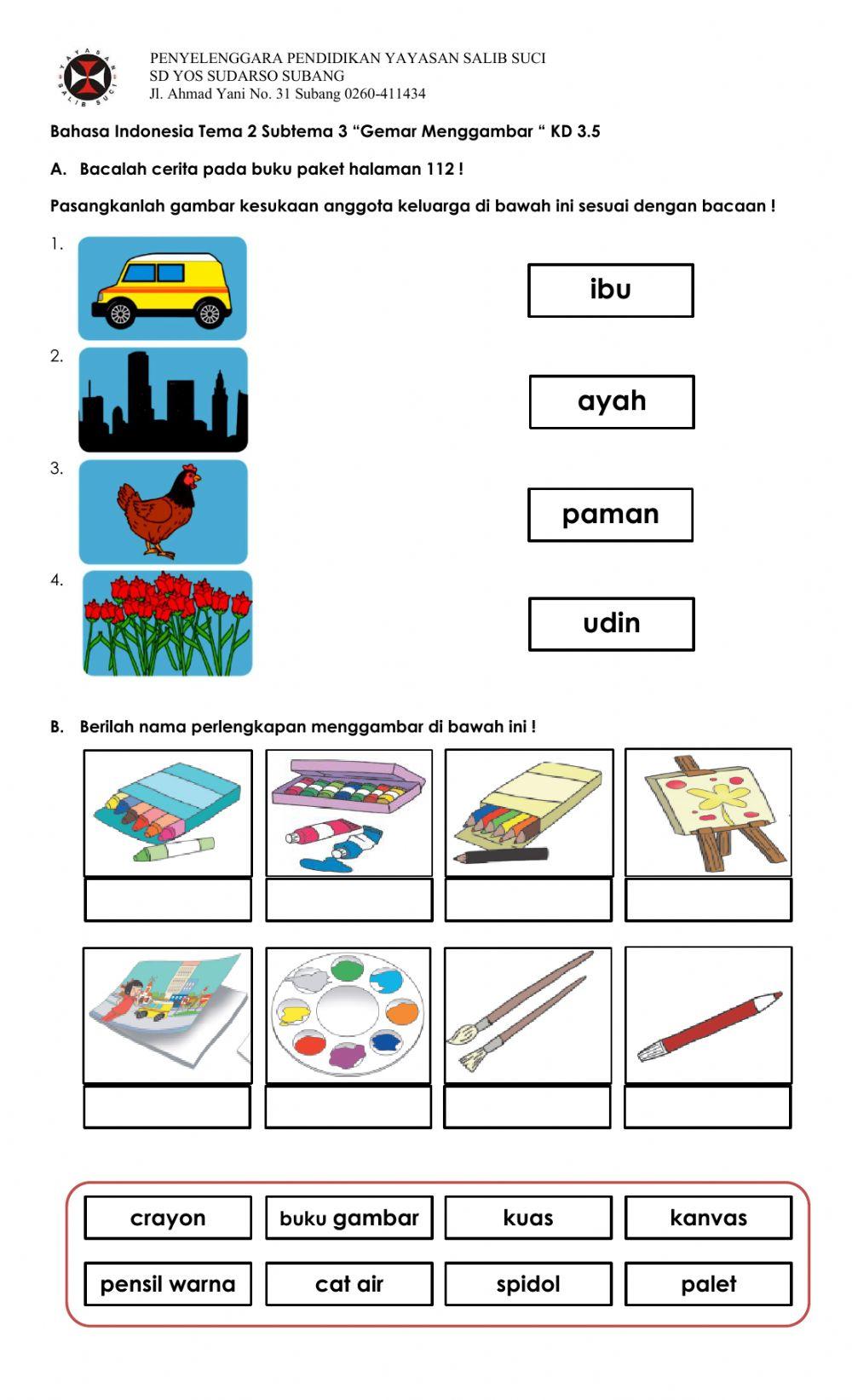 Gemar Menggambar interactive worksheet | Live Worksheets