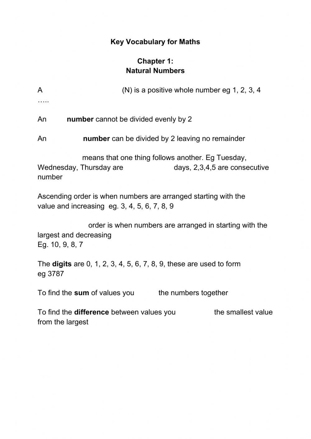 Natural Numbers Vocabulary Online Exercise For Live Worksheets natural-numbers-vocabulary-online-exercise-for-live-worksheets