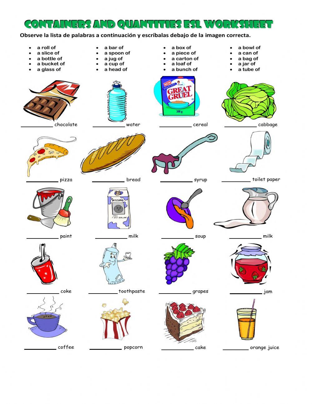 5997710 | CONTAINERS AND QUANTITIES EXERCISE -1 | DIAZ