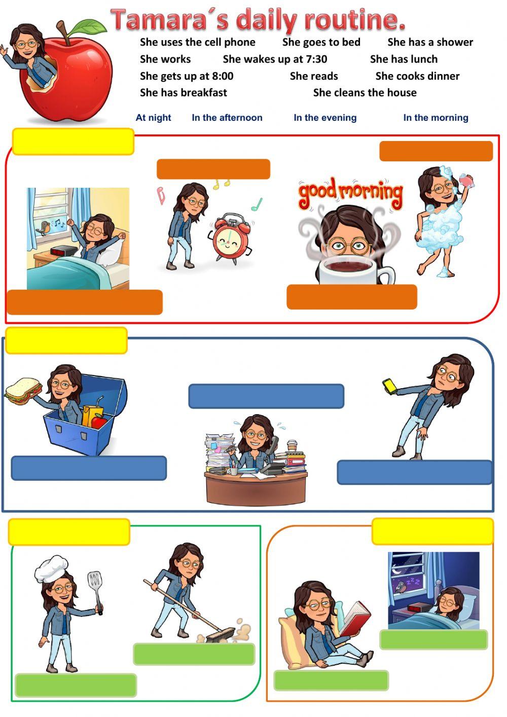 Tamara's daily routine | Ale13 | Live Worksheets