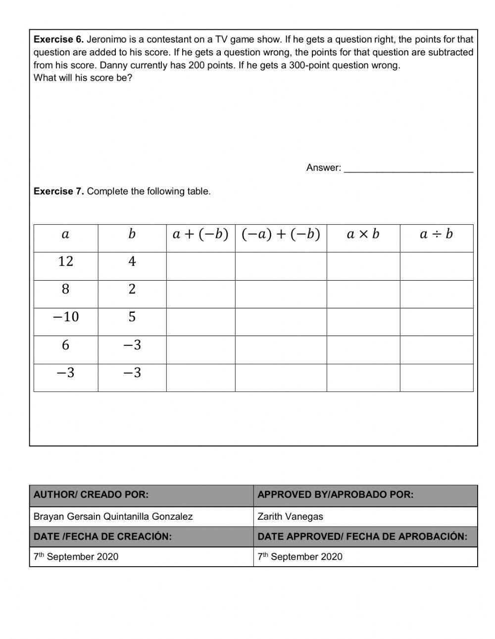 Operations with… | Free Interactive Worksheets | 353121
