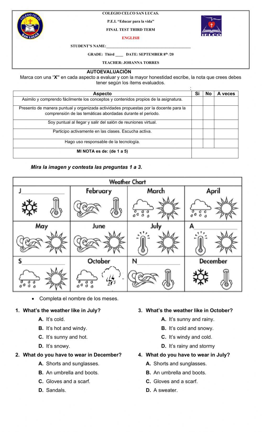 Weather and food worksheet | Live Worksheets