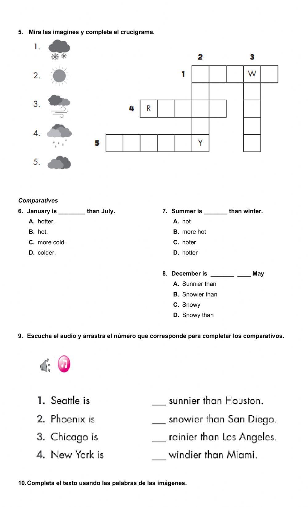 Weather and food worksheet | Live Worksheets