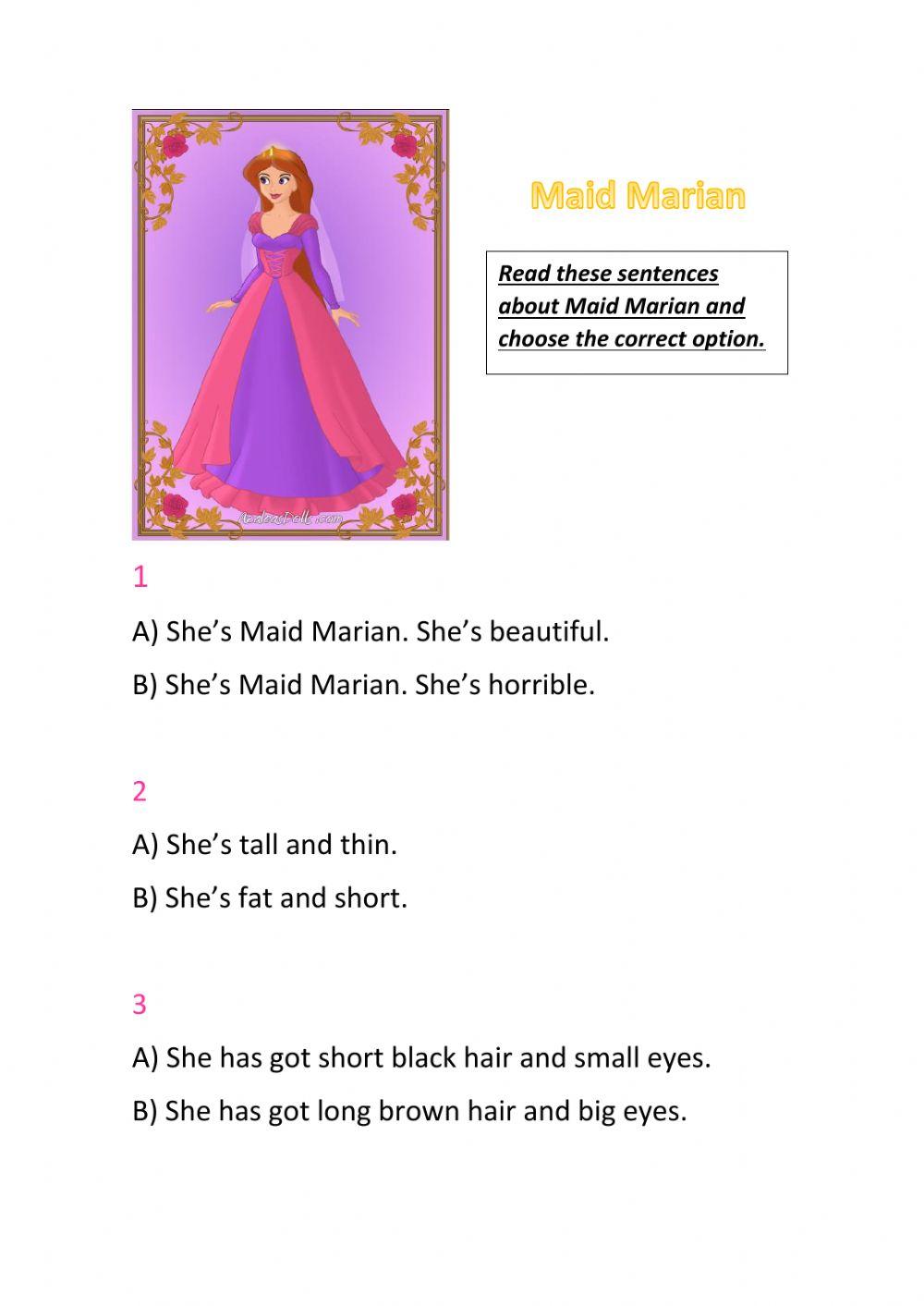 Maid Marian interactive worksheet | Live Worksheets