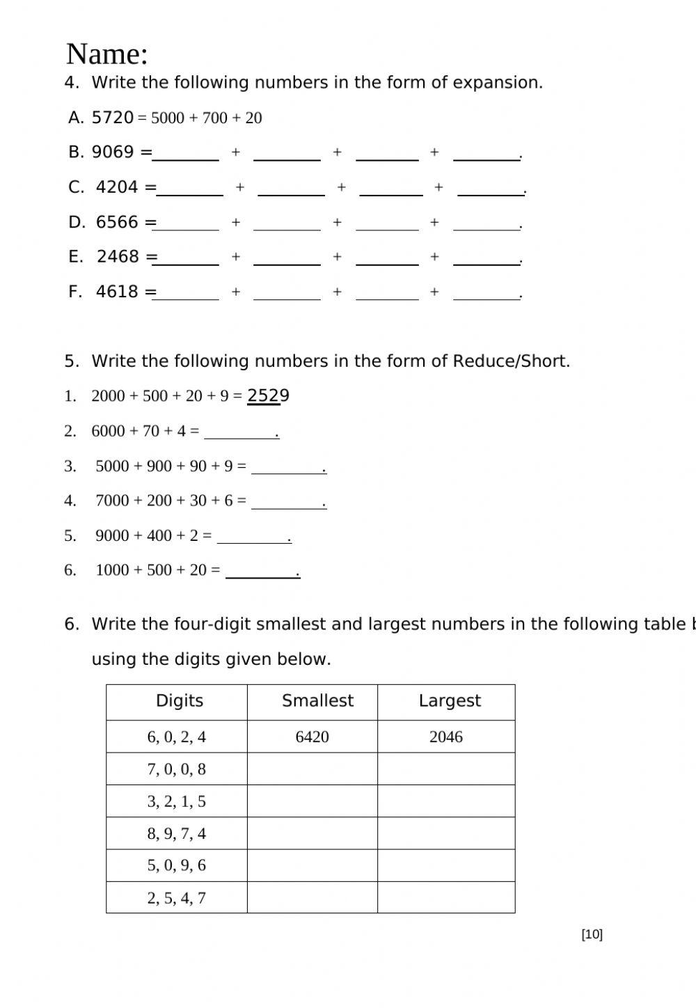 5th maths Ws2(2) worksheet | Live Worksheets