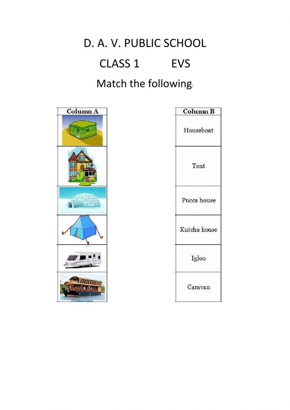 Evs worksheet for GRADE 1 | Live Worksheets