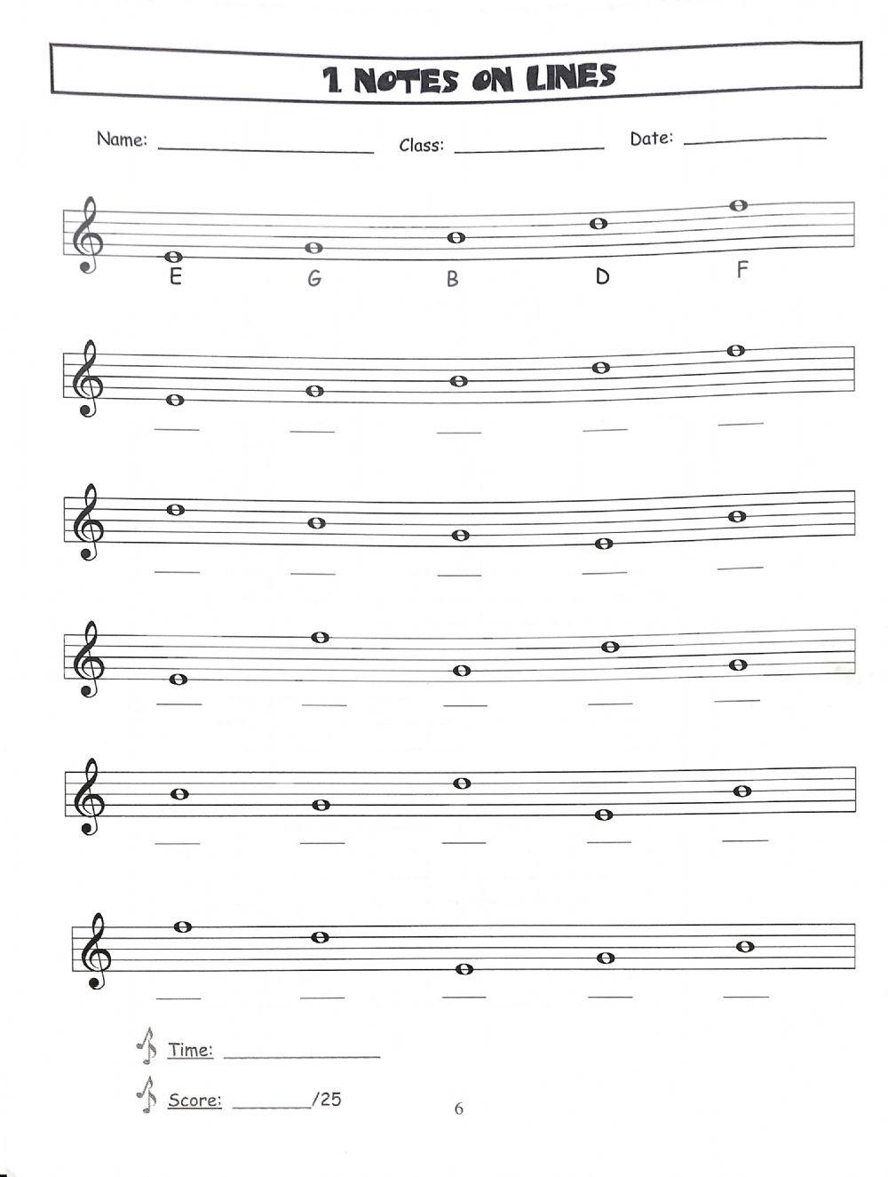 NOTES ON LINES | Free Interactive Worksheets | 6001152