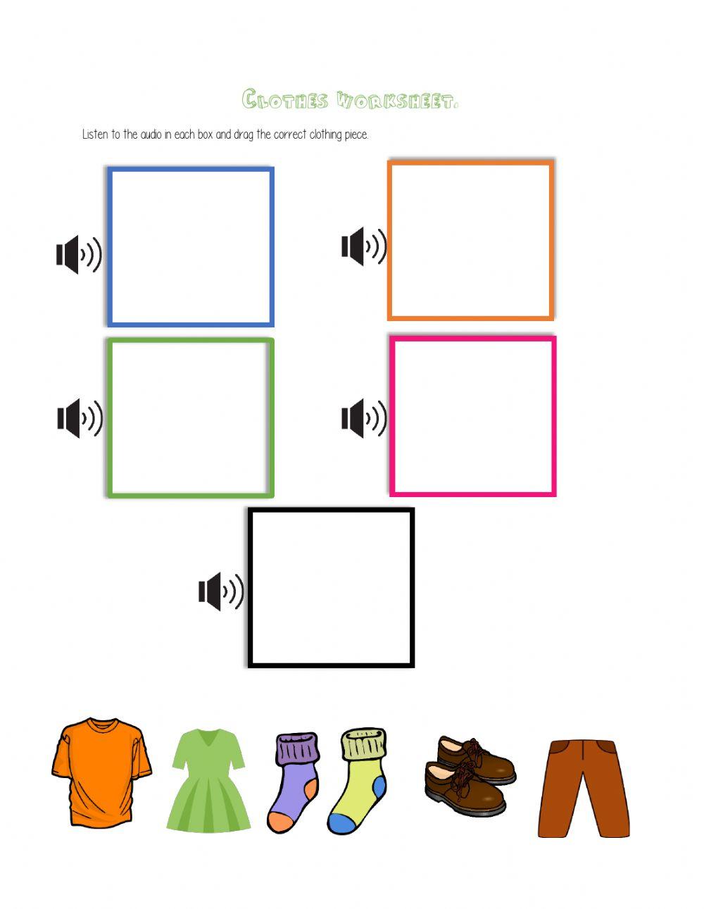 Clothes online exercise for Pre-school | Live Worksheets
