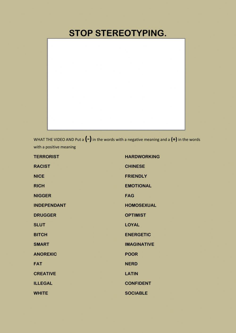 Stereotypes | Free Interactive Worksheets | 354327