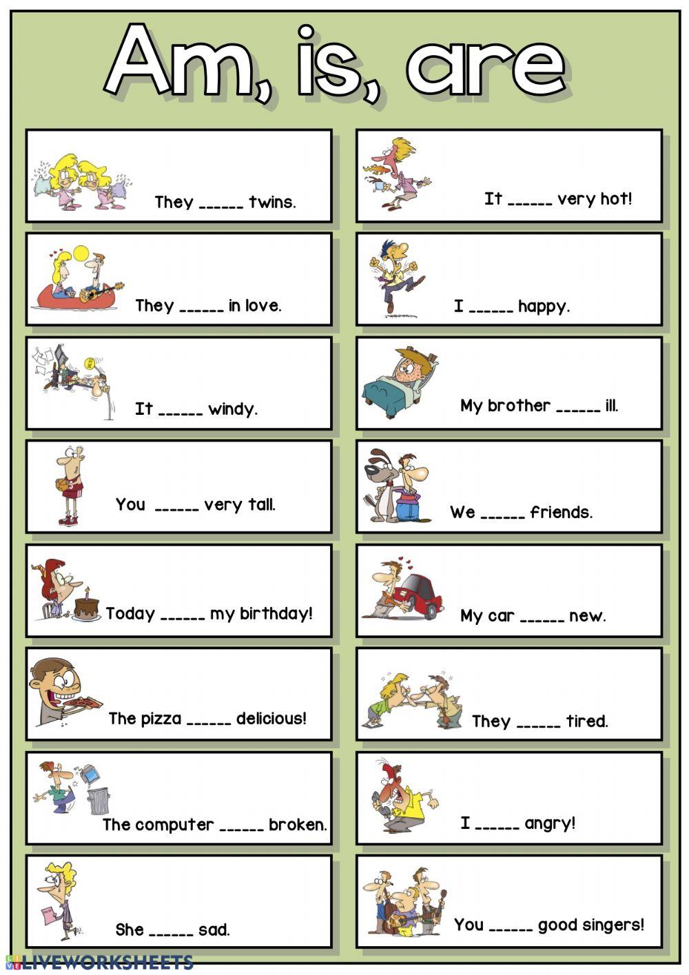 Is, am, are 354349 | DM23 | Live Worksheets