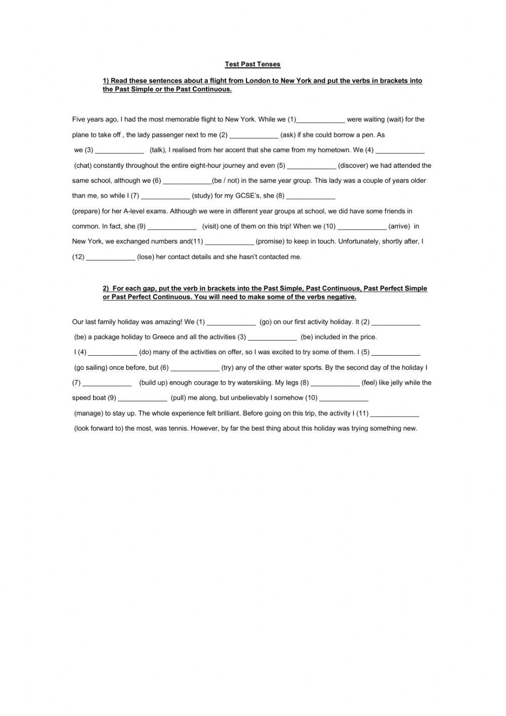 Past Tenses free exercise | Live Worksheets