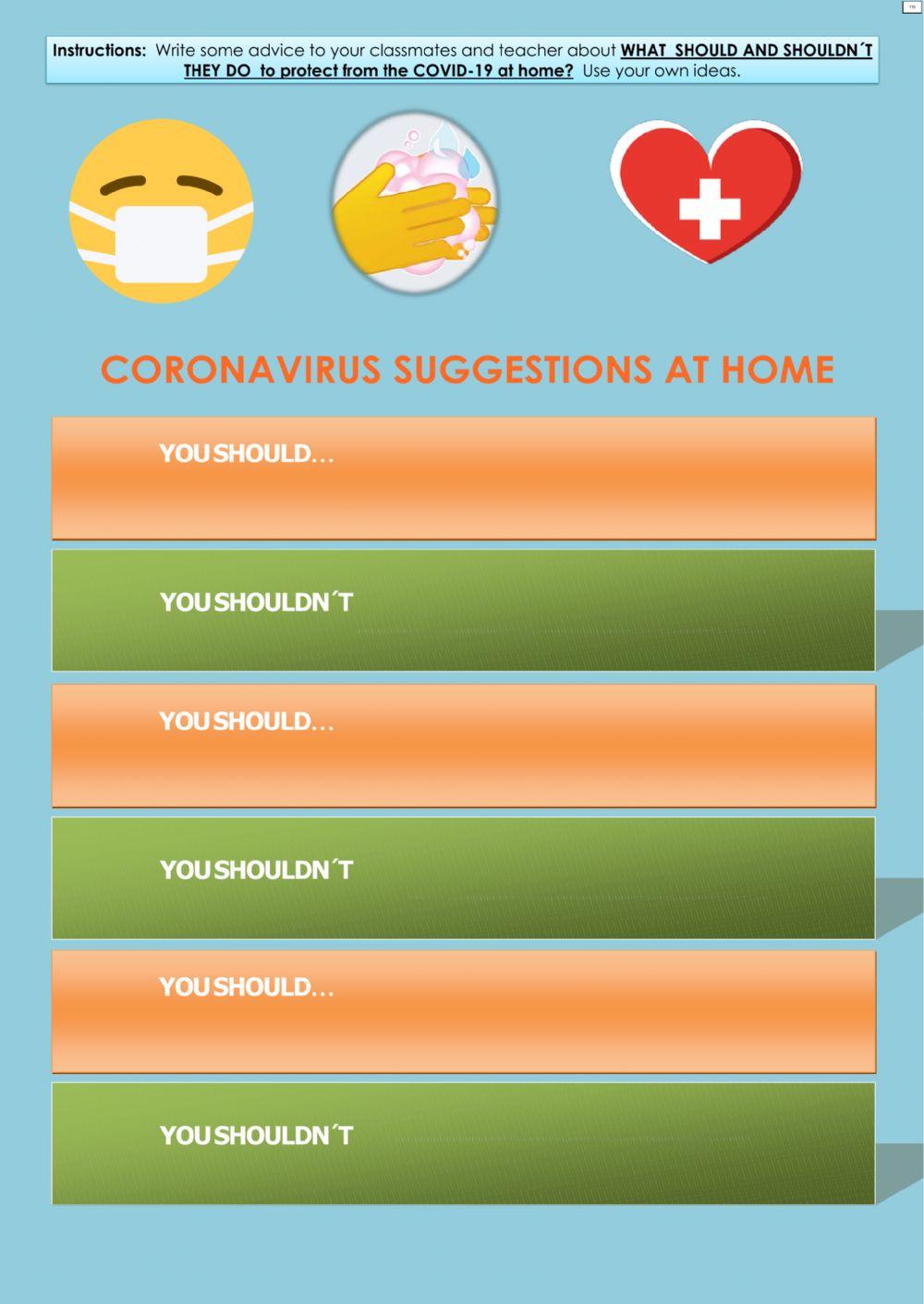 Giving advice about coronavirus worksheet | Live Worksheets