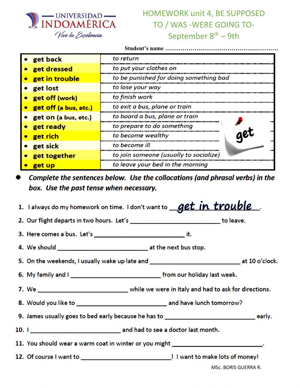 5835916 | HOMEWORK BE SUPPOSED T, WAS WERE GOING TO