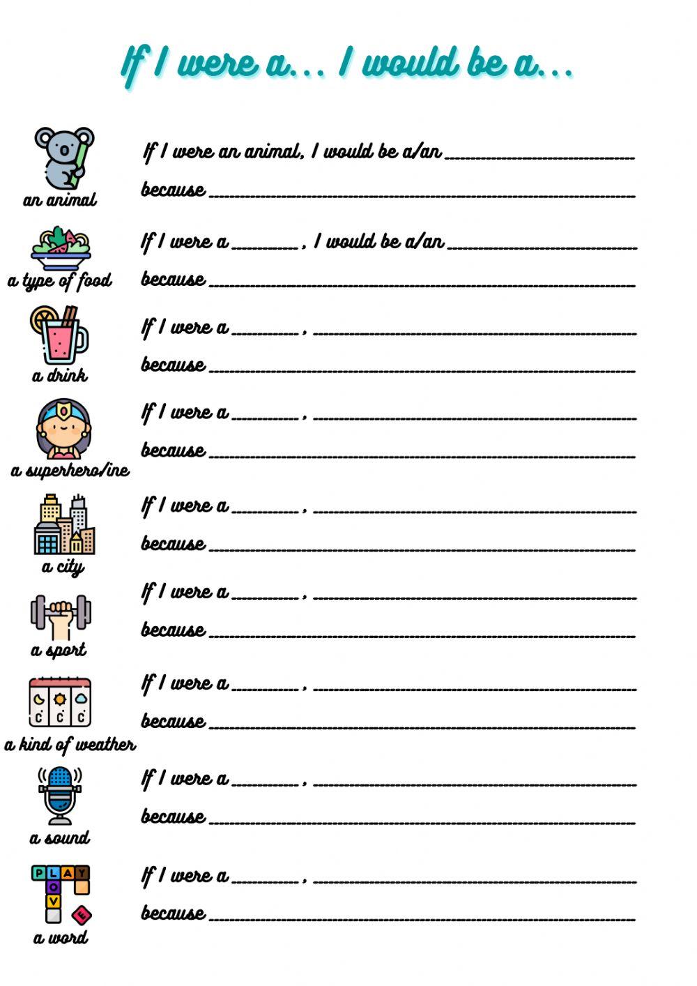 If I were a... I would be a... online exercise for | Live Worksheets