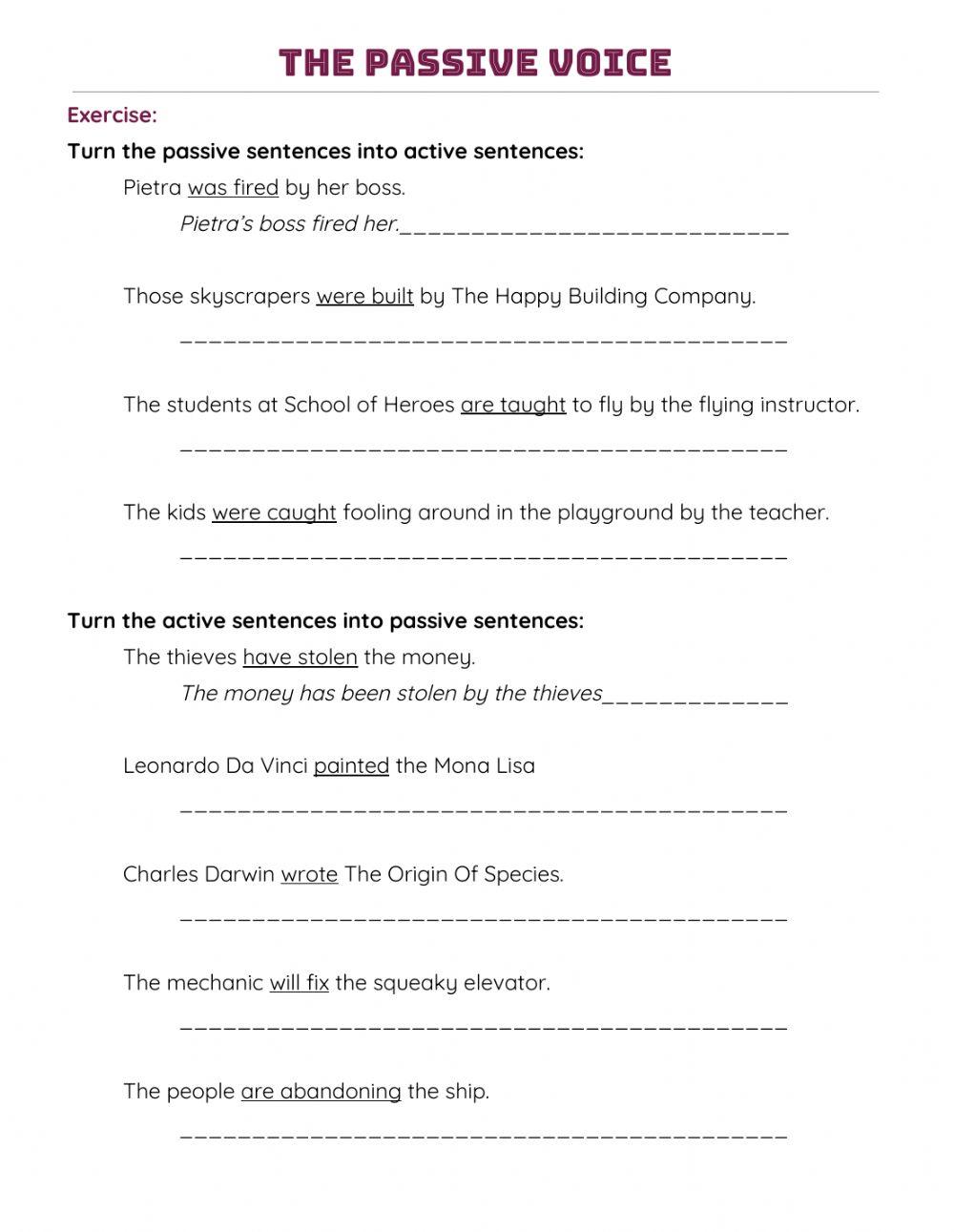 The Passive Voice 354568 | spacemeow | Live Worksheets