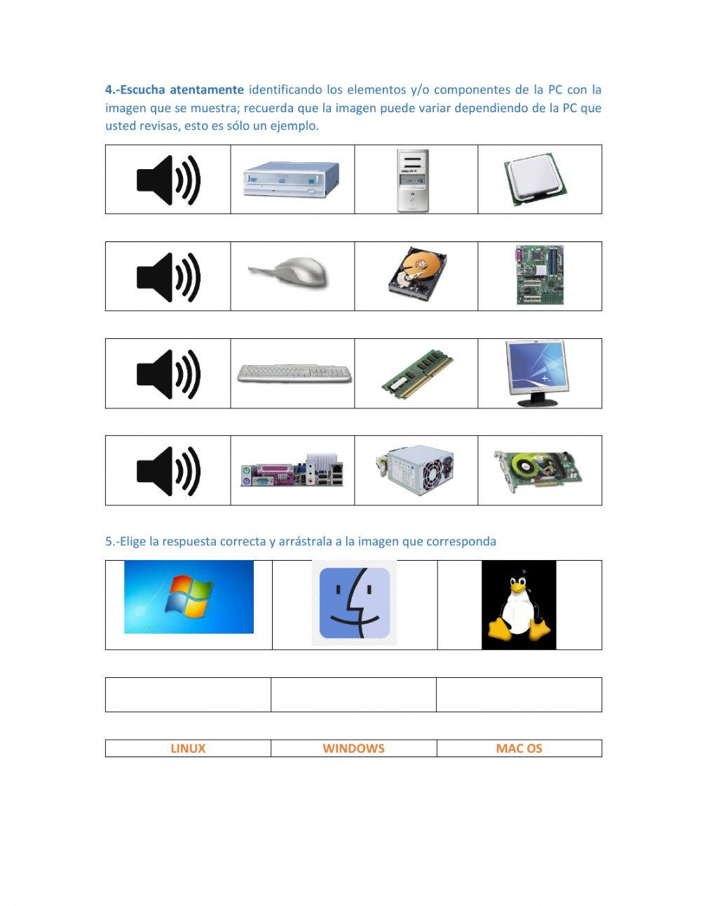 Componentes básicos de Sw yHw worksheet | Live Worksheets