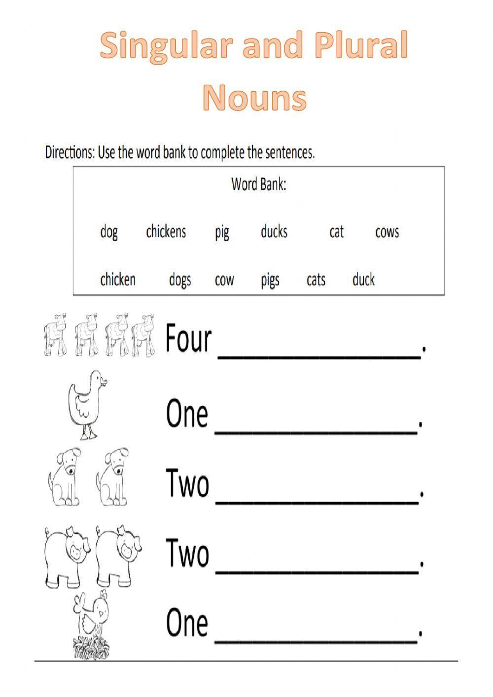 Singular and Plural online exercise for 3rd | Live Worksheets