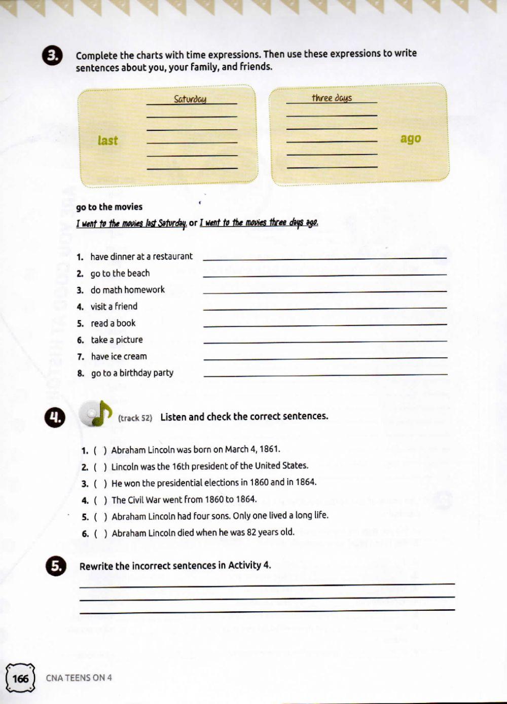 Homework -Teens 4 - Unit 2 worksheet | Live Worksheets