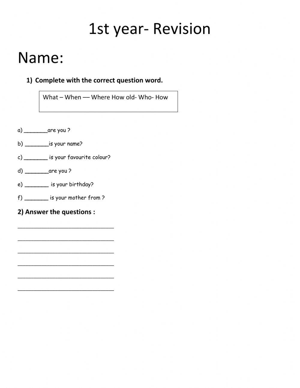 1st year Revision 6006012 | TeachersBrit | Live