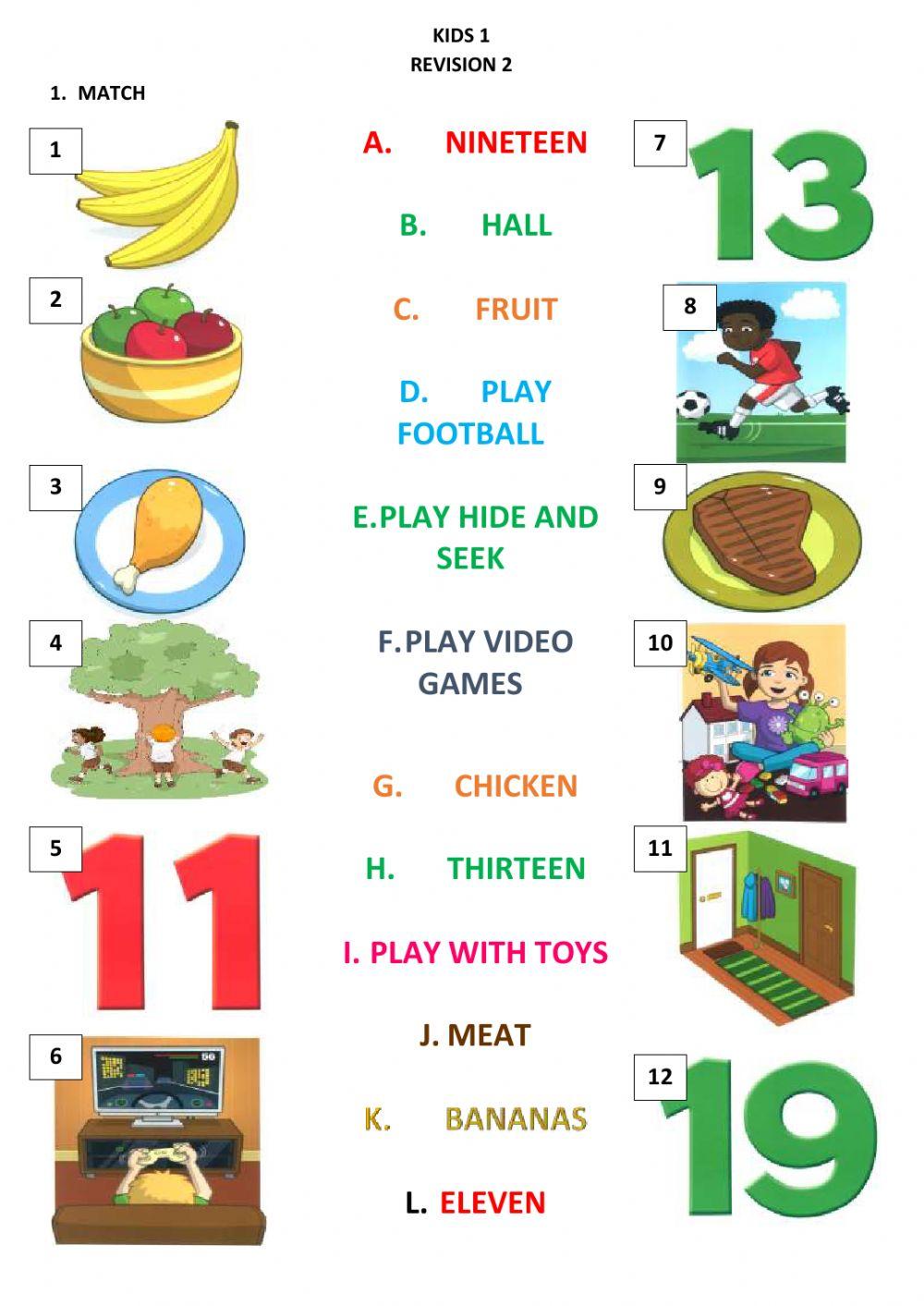 Kids 1 revision 2 worksheet | Live Worksheets