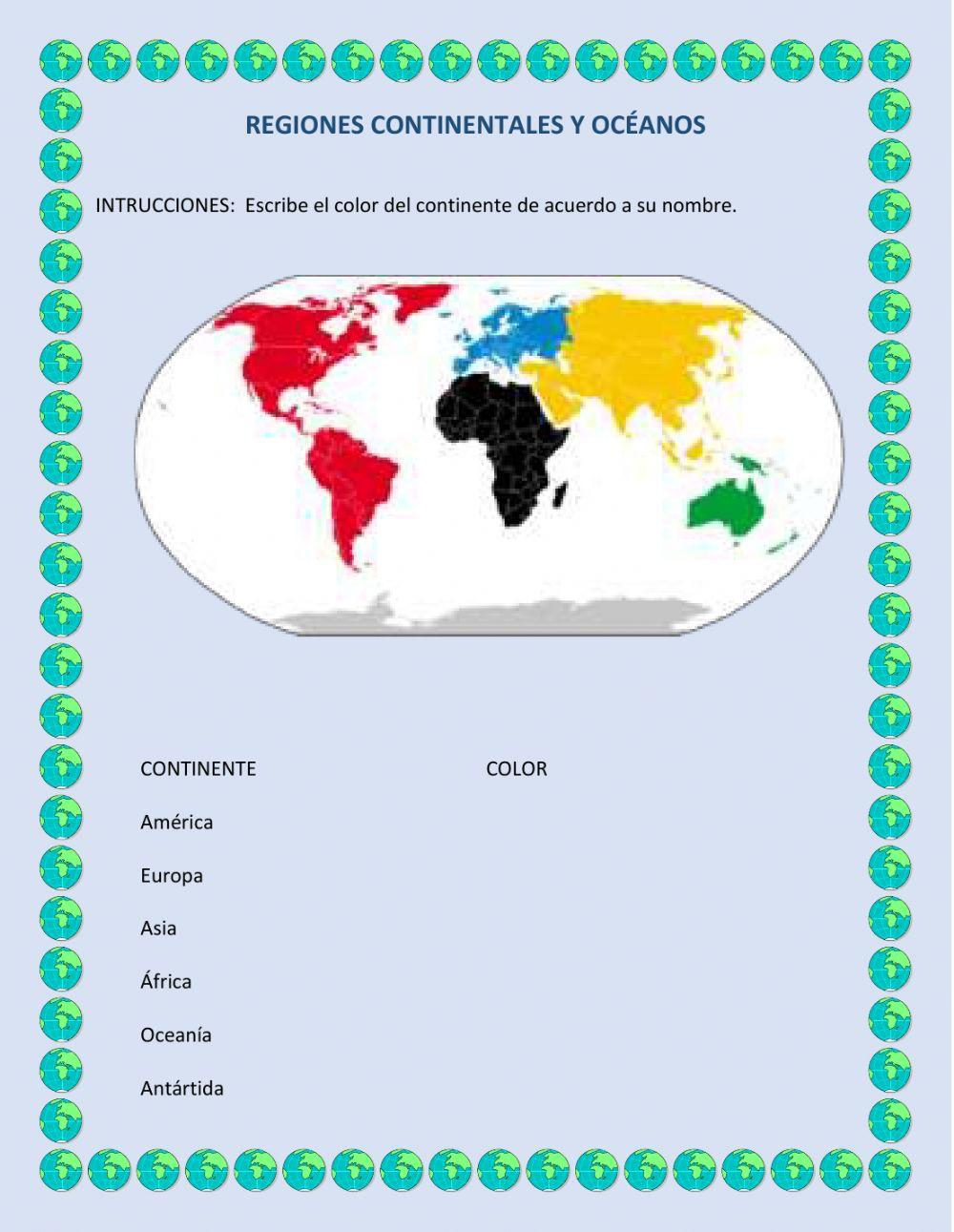 Los continentes free exercise | Live Worksheets