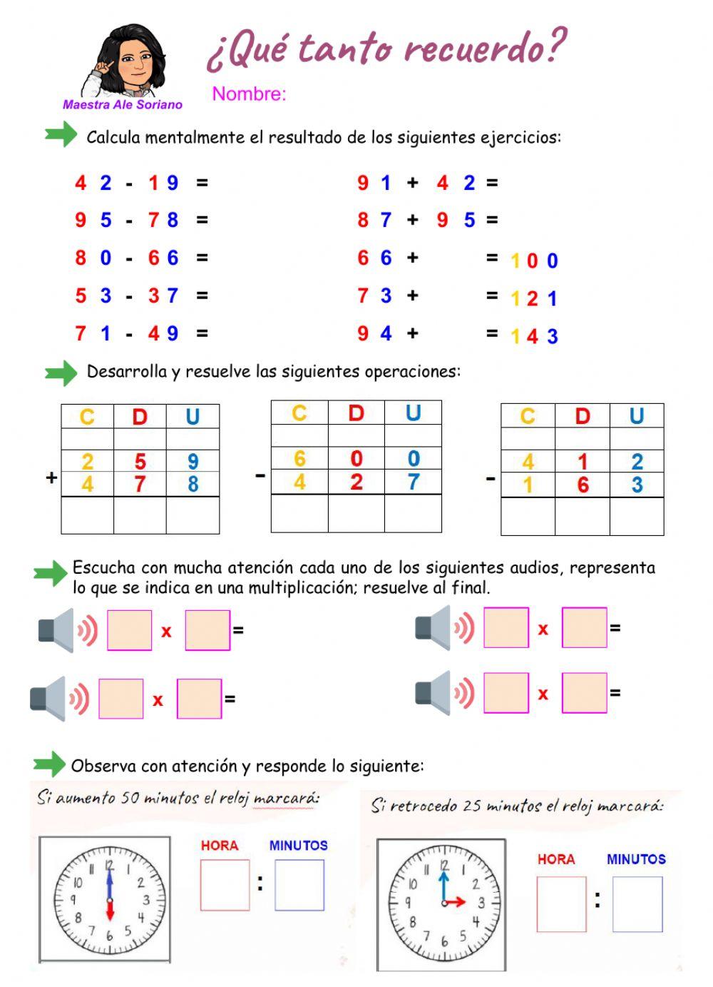 Operaciones variadas interactive worksheet | Live Worksheets