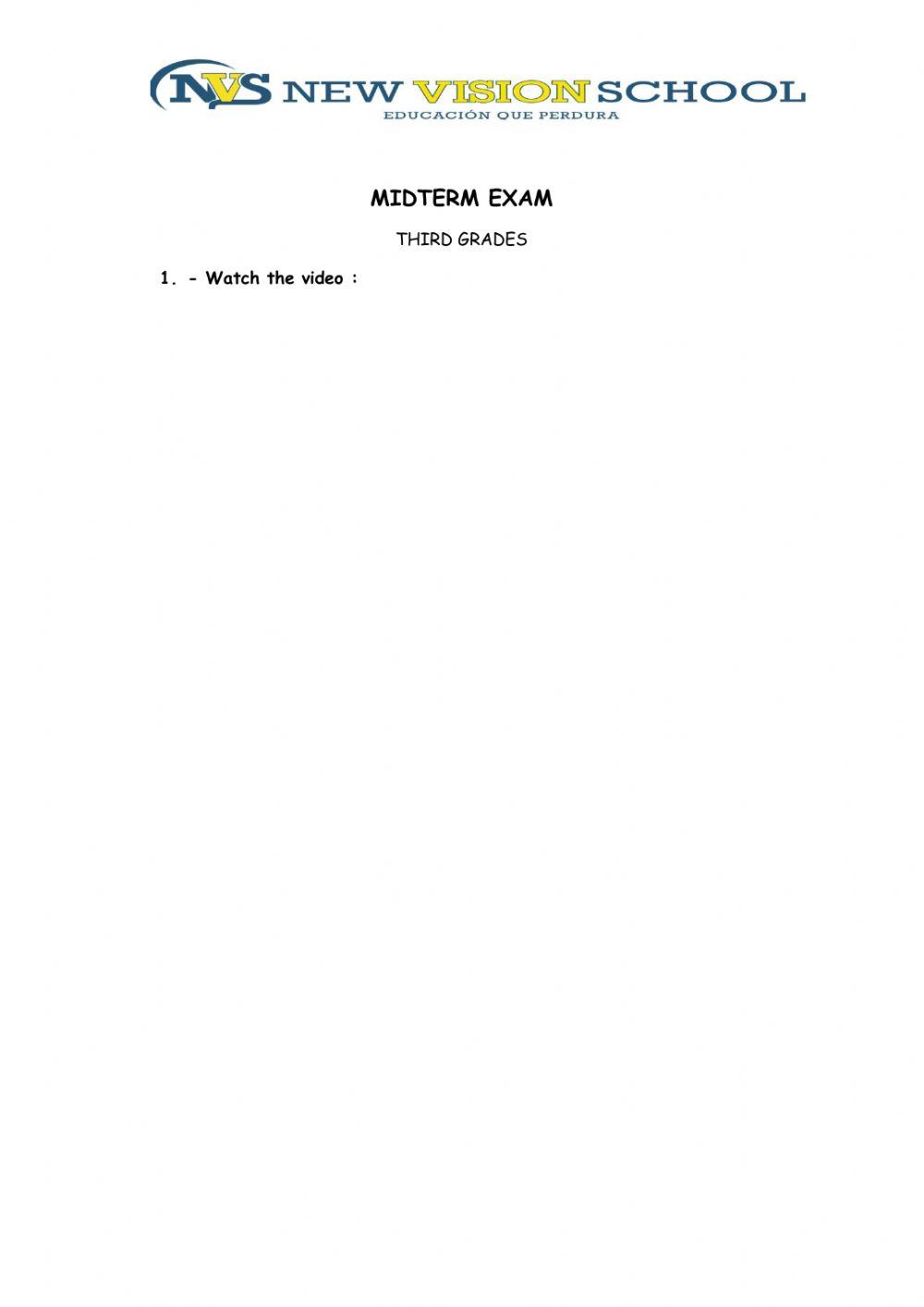 Midterm exam third grades interactive worksheet | Live Worksheets